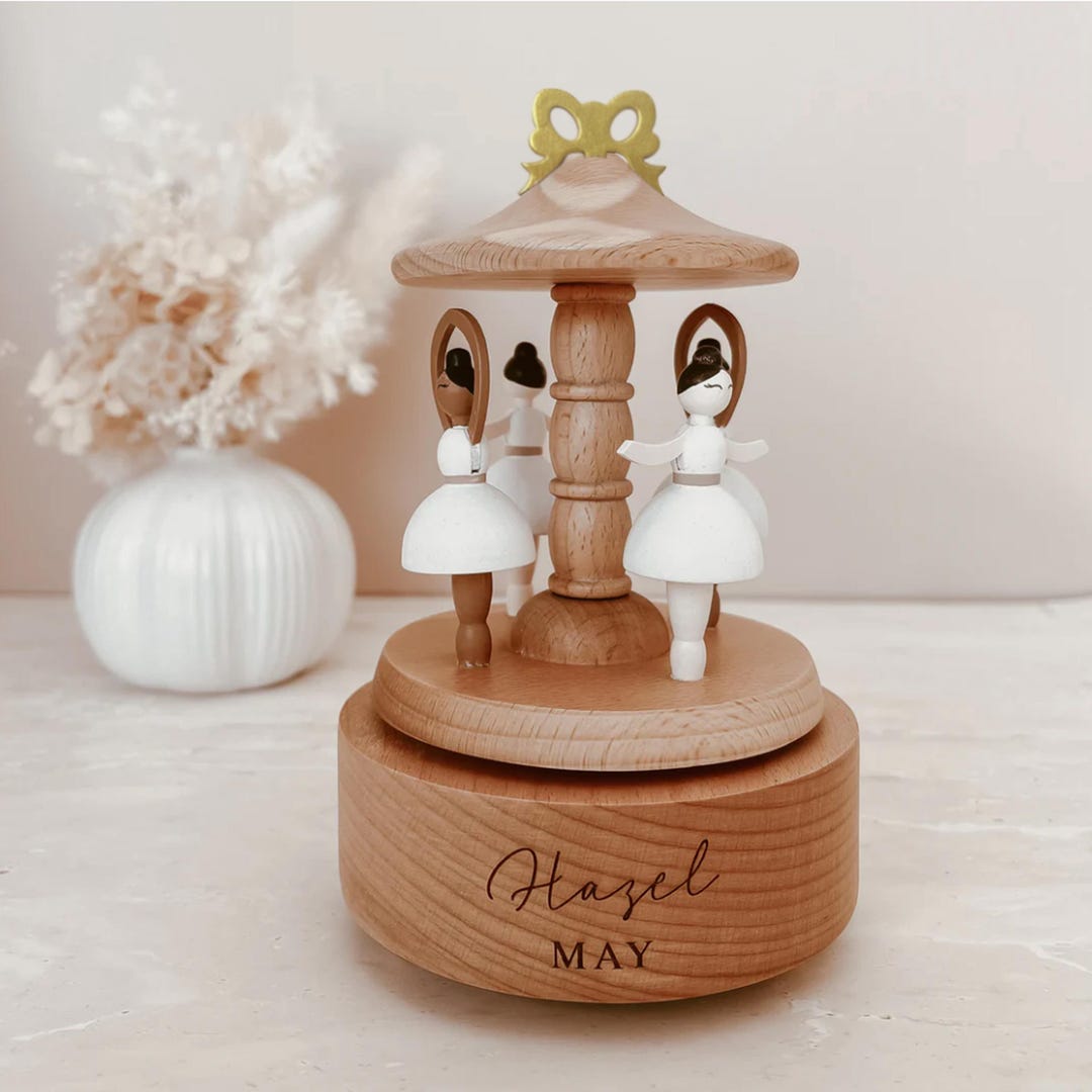 Personalised Ballerina Musical Carousel Wooden - Personalised Musical ...