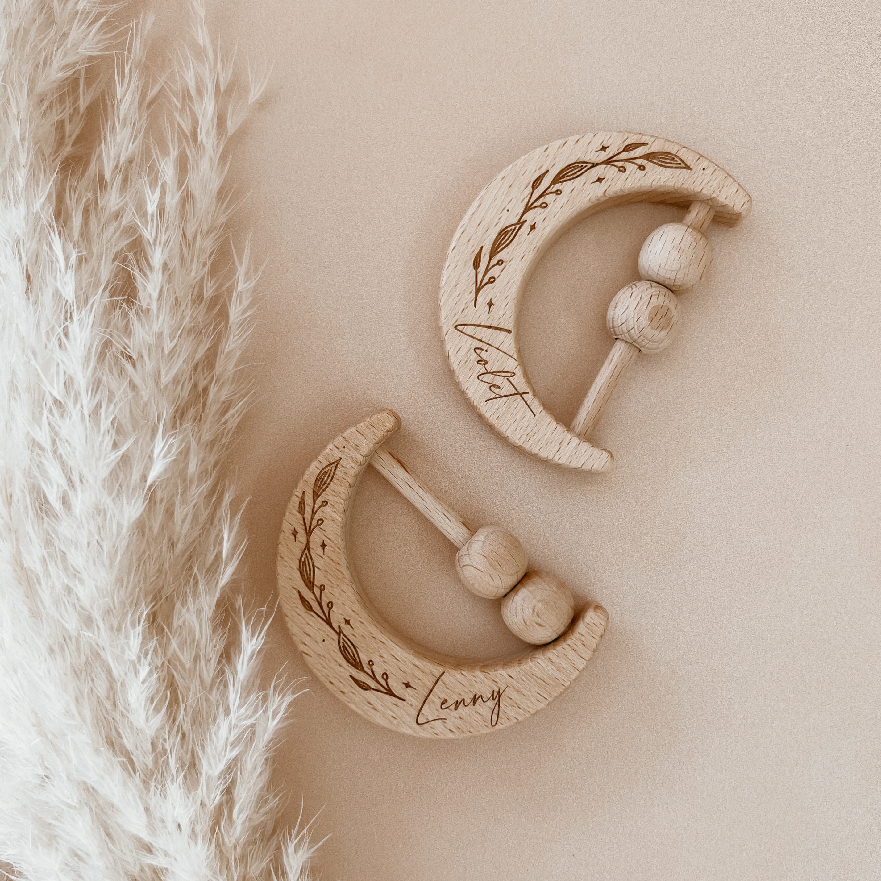 Custom Wooden Moon Baby Rattle - Etsy