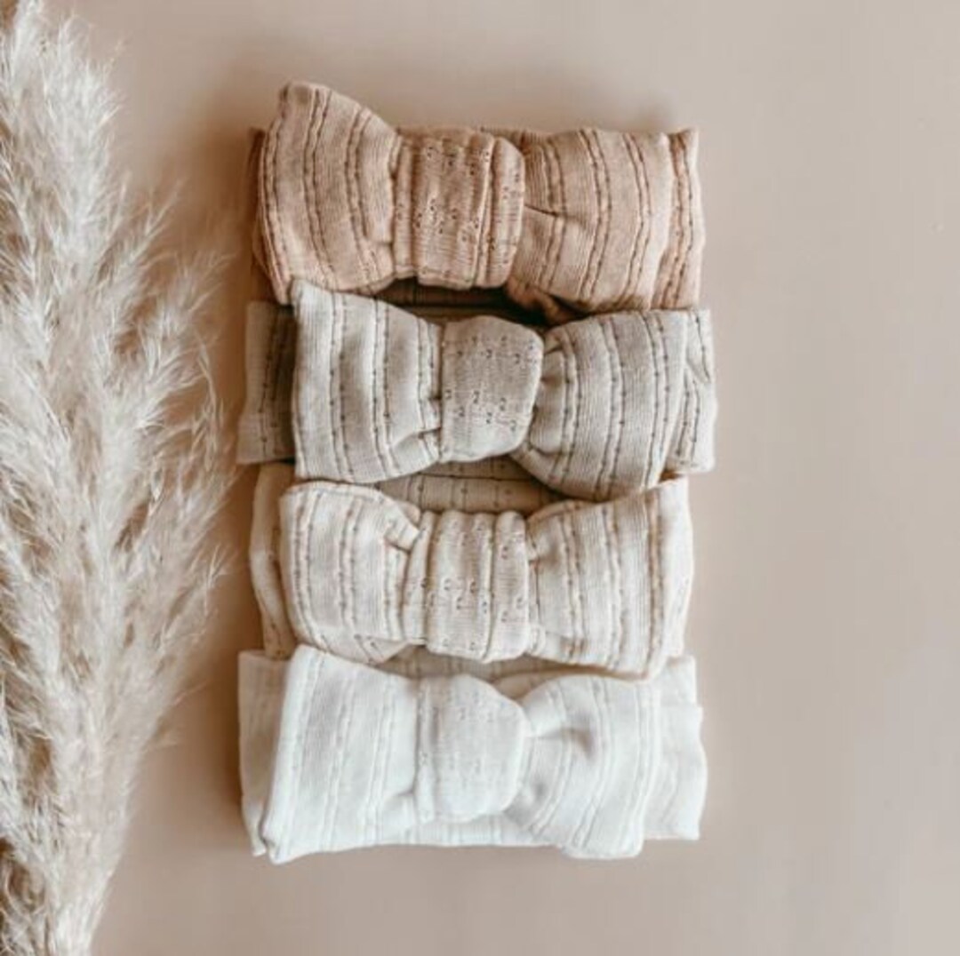 Pointelle Baby Topknot Baby Headband Cream, Ginger, White or Toffee - Etsy