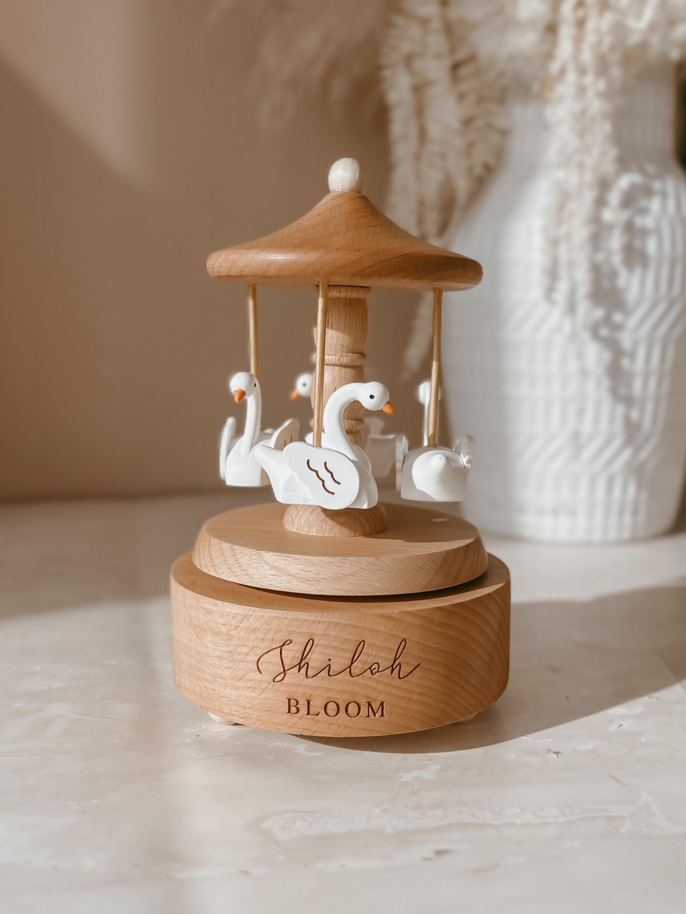 Personalised Musical Carousel Wooden - First Birthday Gift - Baptism ...