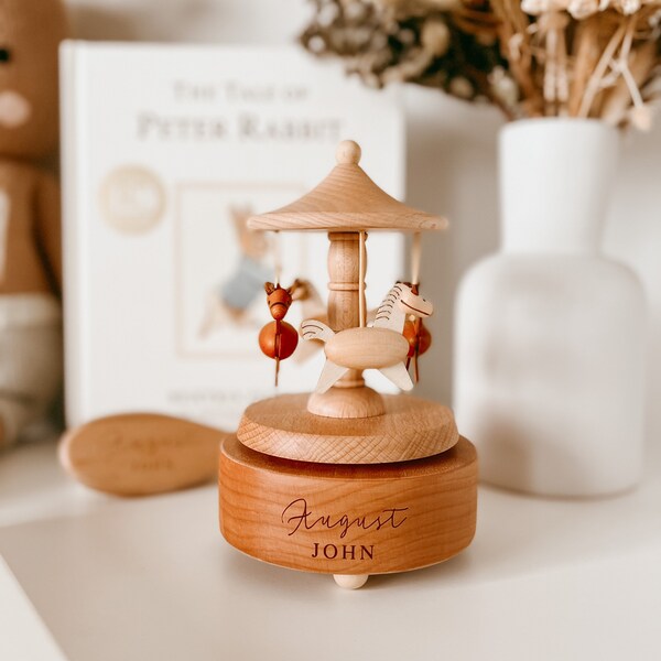 Wooden Horse Carousel Music Box - Etsy