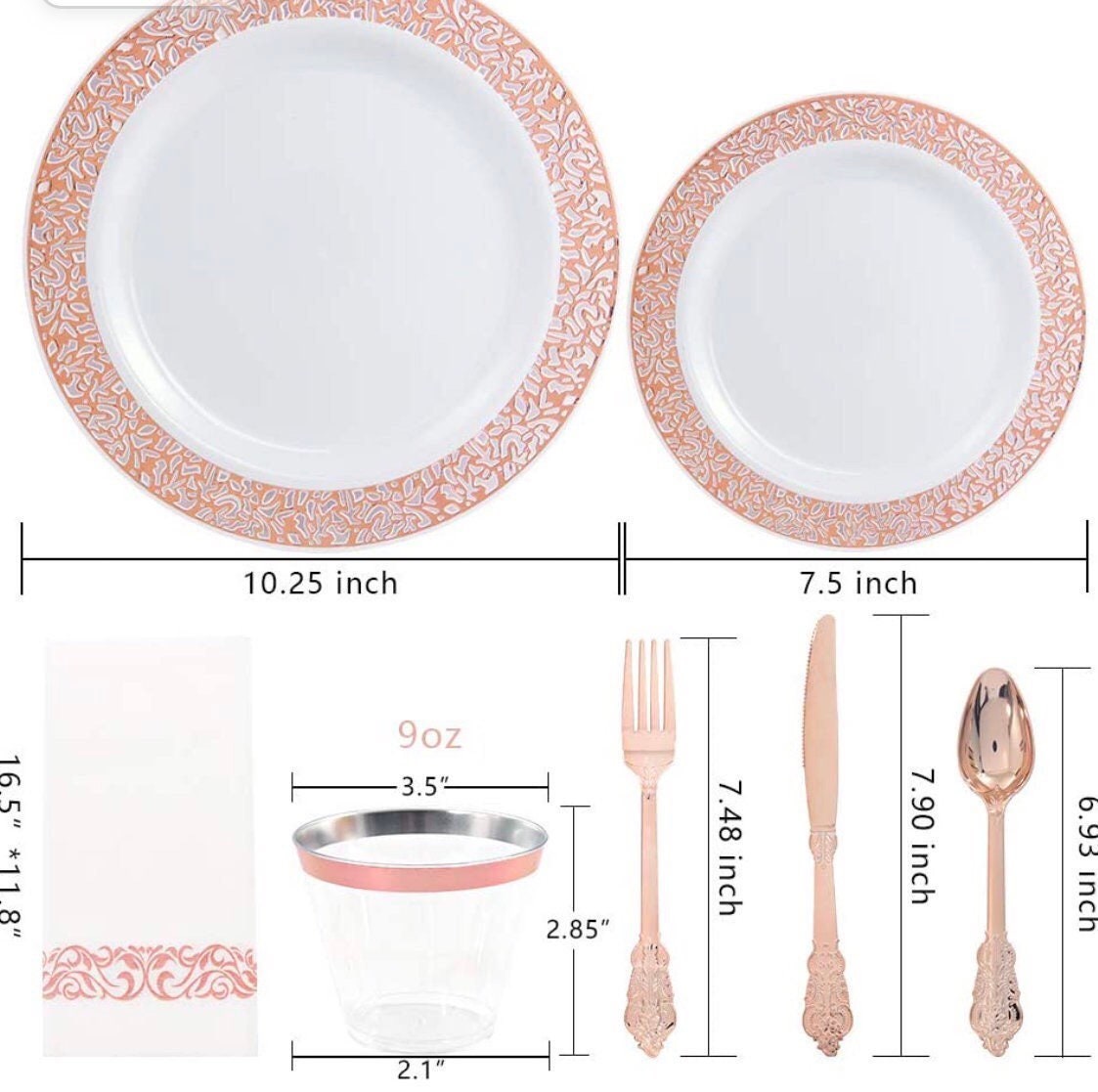 Disposable Plastic Dinnerware 350 Piece Set 50 of Each Rose - Etsy
