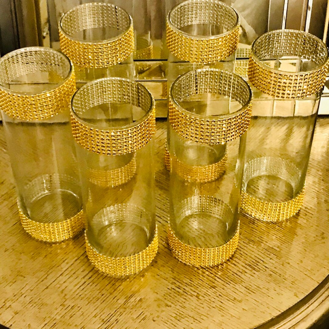 Centerpieces Wedding Decor Cylinders With Gold Sparkling Bling - Etsy
