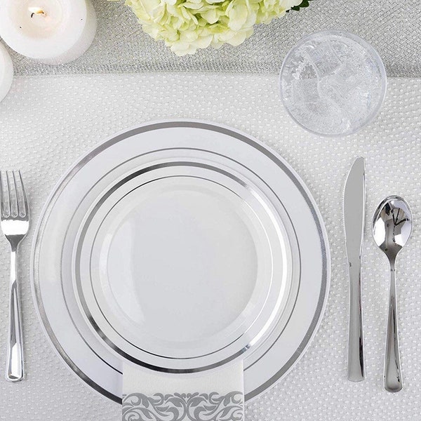 Silver Rim Plates - Etsy