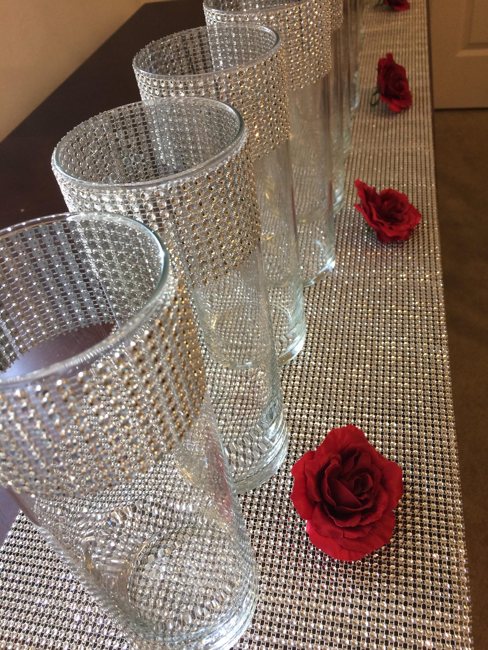 18 Cylinder Shaped Vases With Silver Rhinestone Look Mesh - Etsy