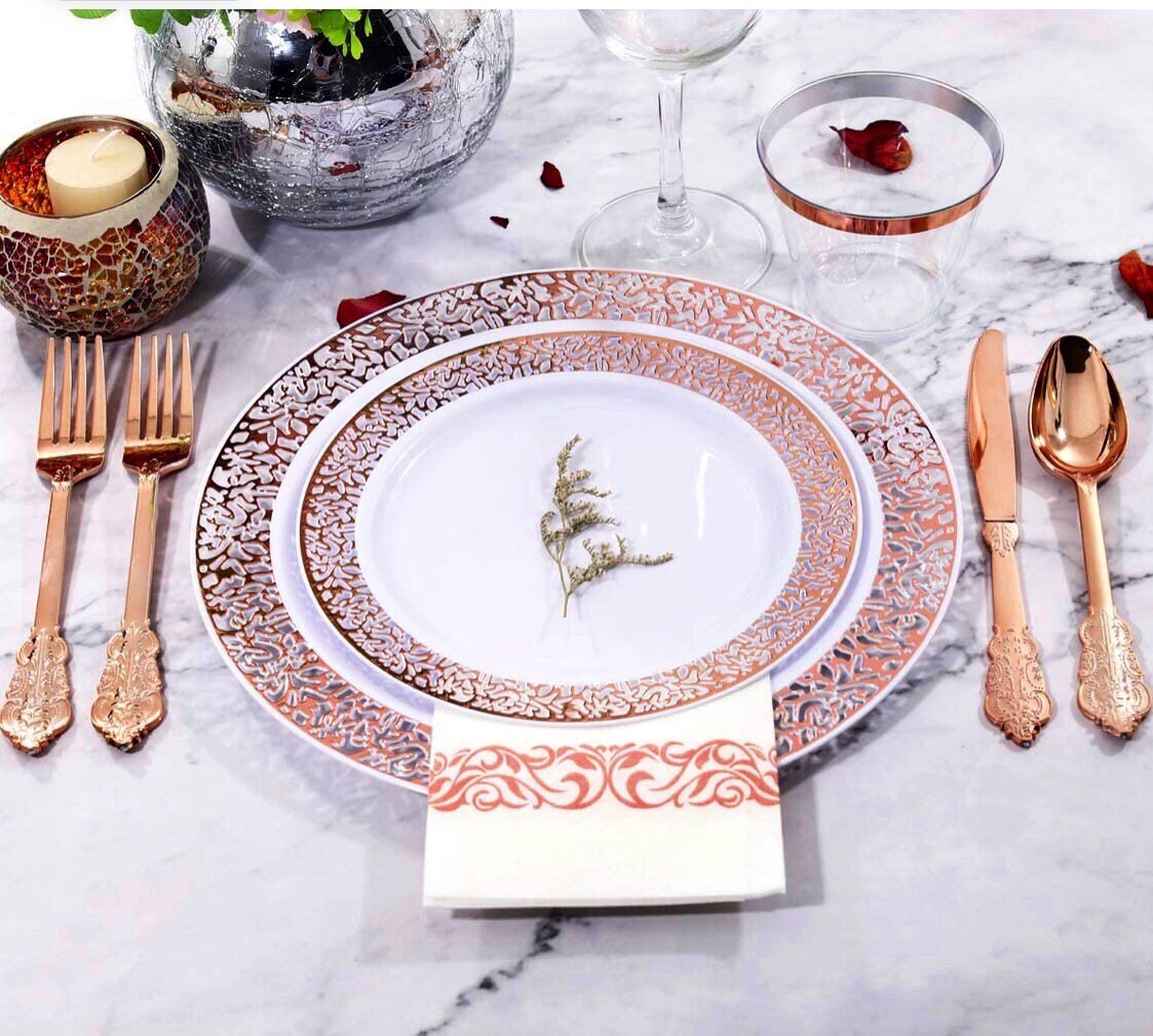 Disposable Plastic Dinnerware 350 Piece Set 50 of Each Rose - Etsy
