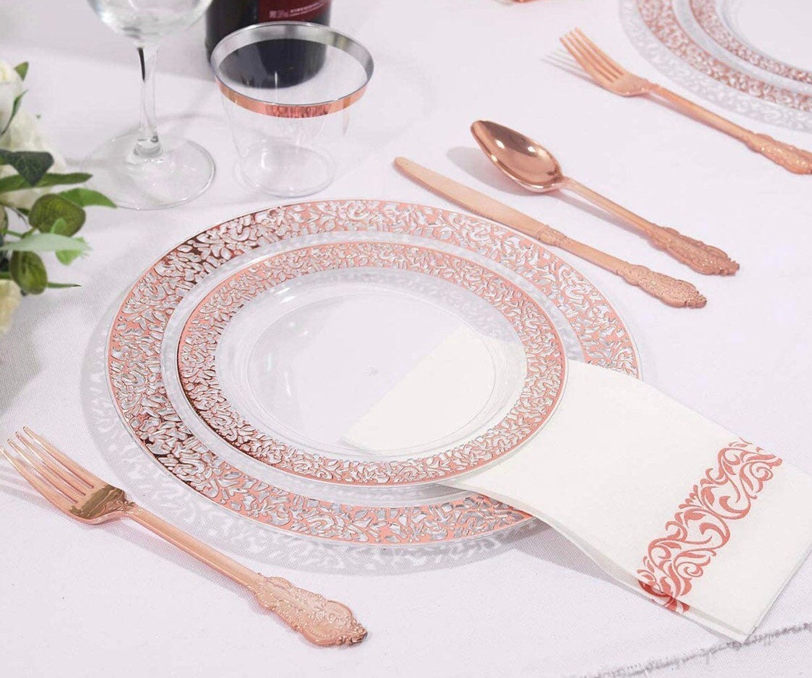 Disposable Plastic Dinnerware 175 Piece Set Clear Plates - Etsy