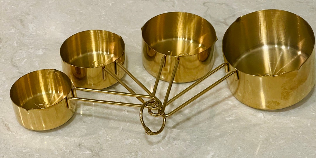 Gold Measuring Cups, Stainless Steel, With a Gold Finish, Embossed ...