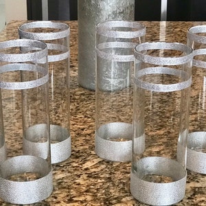 12 Centerpieces Cylinder Vases Decorated With Silver - Etsy