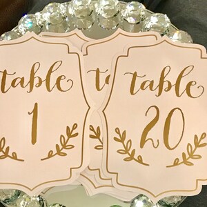 Blush, Gold Letter Wedding Table Numbers, Double Sided Elegant Table ...