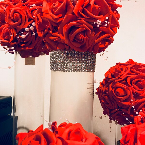 Red Flower Balls - Etsy