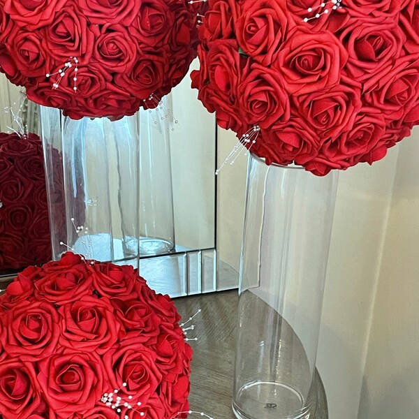 Red Flower Balls - Etsy