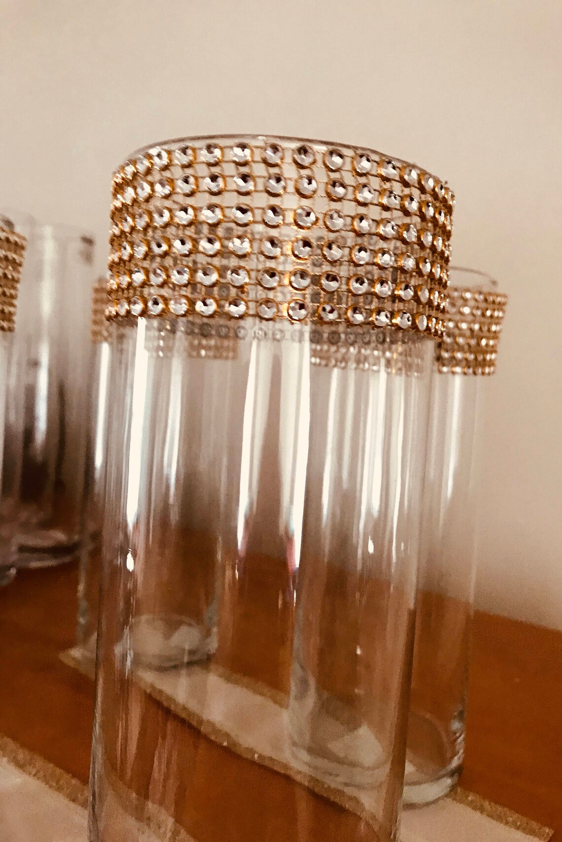 Centerpieces Vases Wrapped Diamond Rhinestone Gold Mesh Wrap | Etsy
