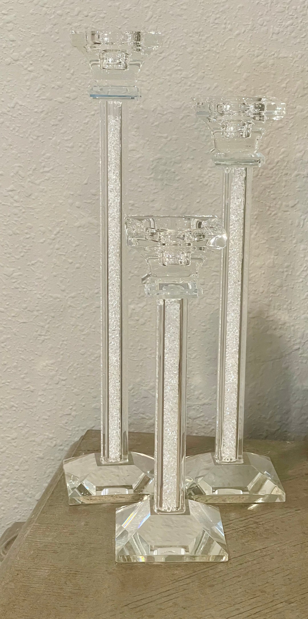 Crystal Candle Holders, Taper Candle Holders, 3 Piece Set Handles ...