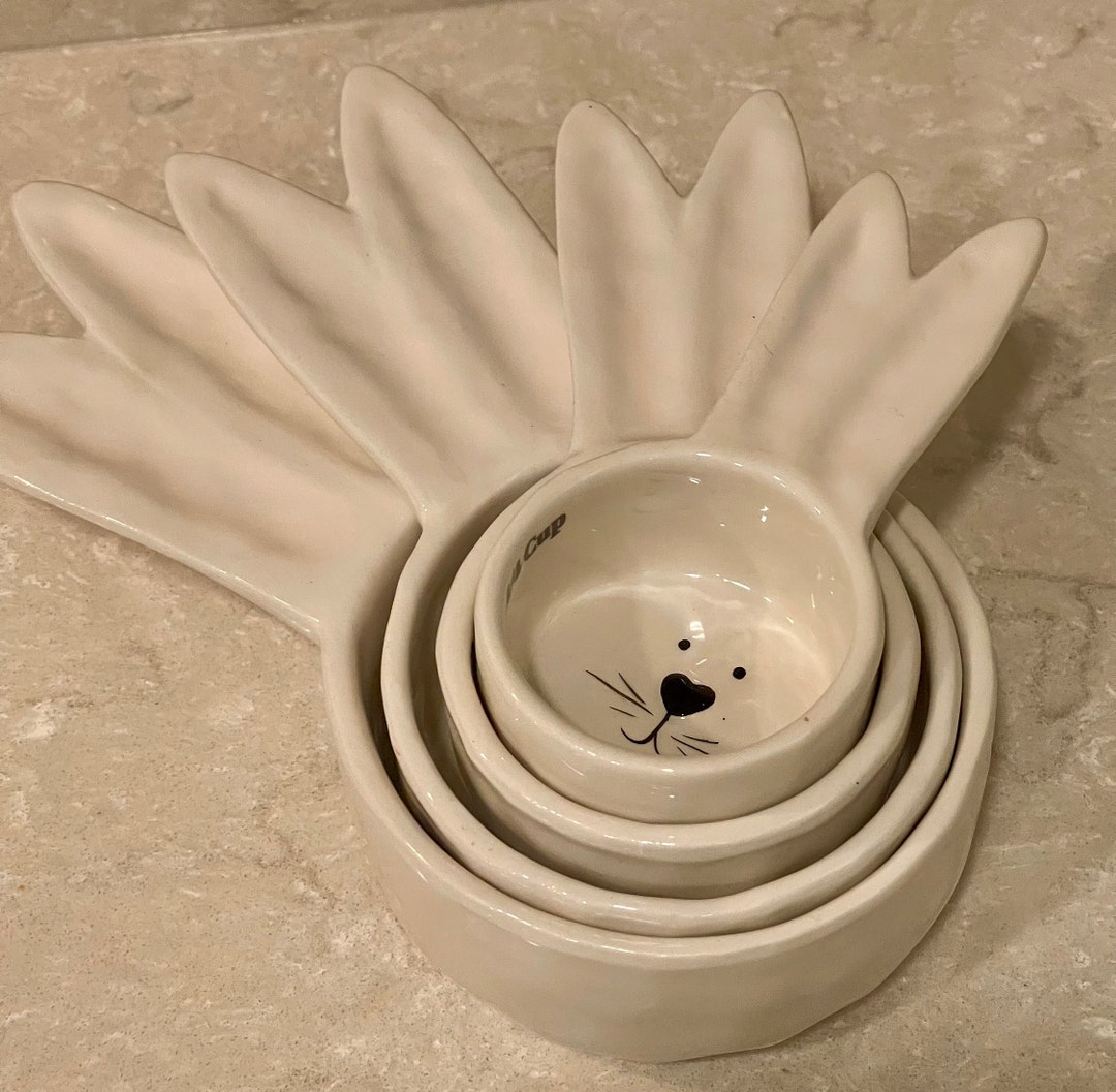 Bunny Rabbit Measuring Cups Easter Ceramic 4 Piece Set, Easter Decor ...