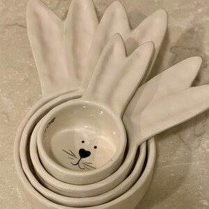 Bunny Rabbit Measuring Cups Easter Ceramic 4 Piece Set, Easter Decor ...