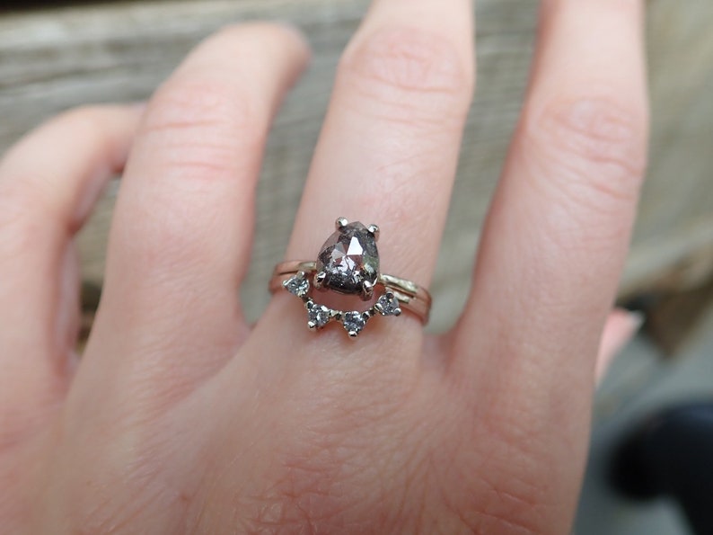 Diamond Arc Crown Ring Curved Wedding Band Nesting Ring 4 | Etsy