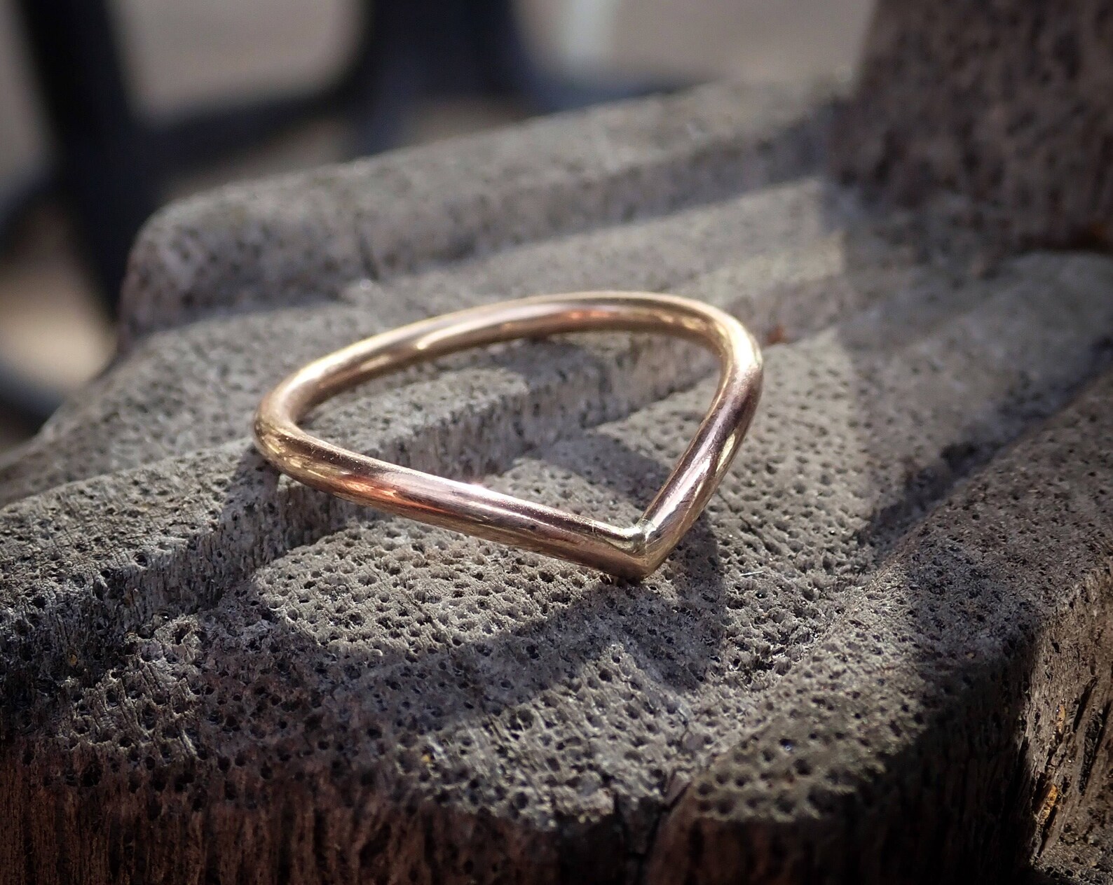 Chevron Ring Chevron Wedding Band Gold Nesting Band Solid | Etsy