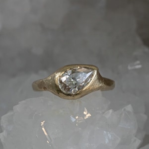 Slanted Pear, Signent Style Diamond Engagement Ring - Etsy