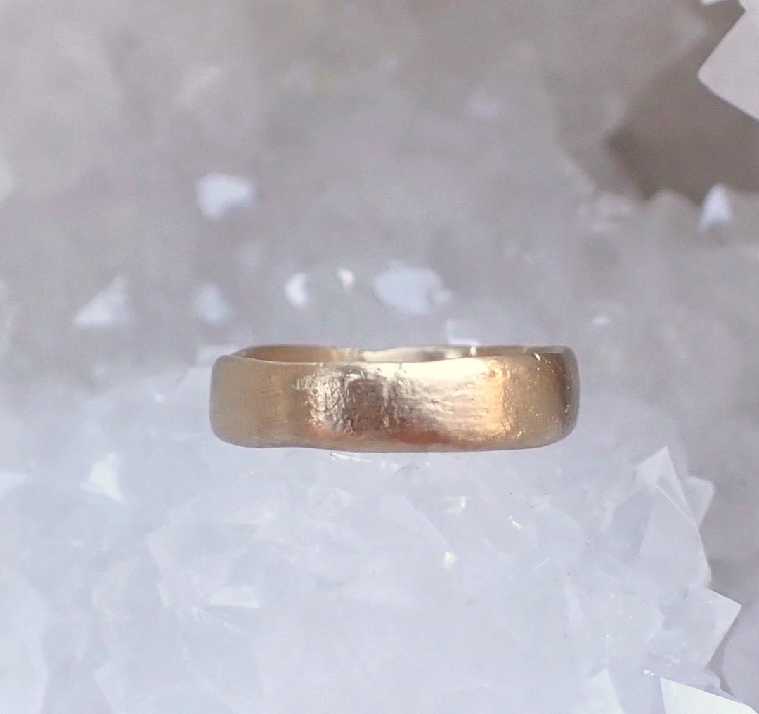 Raw Gold Ring, Rustic Gold, Hammered Gold Band, 14k Gold, Natural Gold ...