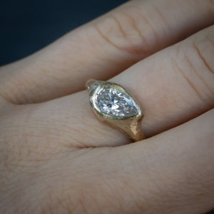 Slanted Pear, Signent Style Diamond Engagement Ring - Etsy