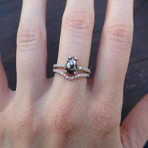 Pavé Chevron Wedding Band, Solid 14k Gold Stacking Ring, Diamond ...