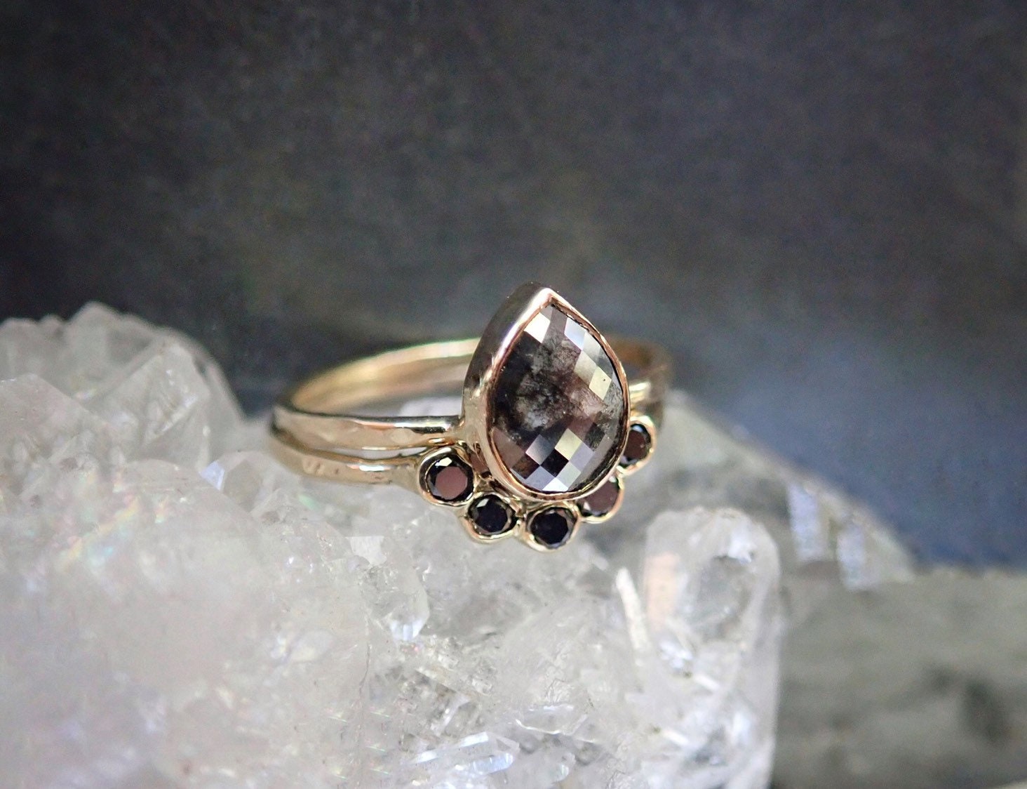 Diamond Arc Ring Curved Wedding Band Nesting Ring 5 Bezel - Etsy