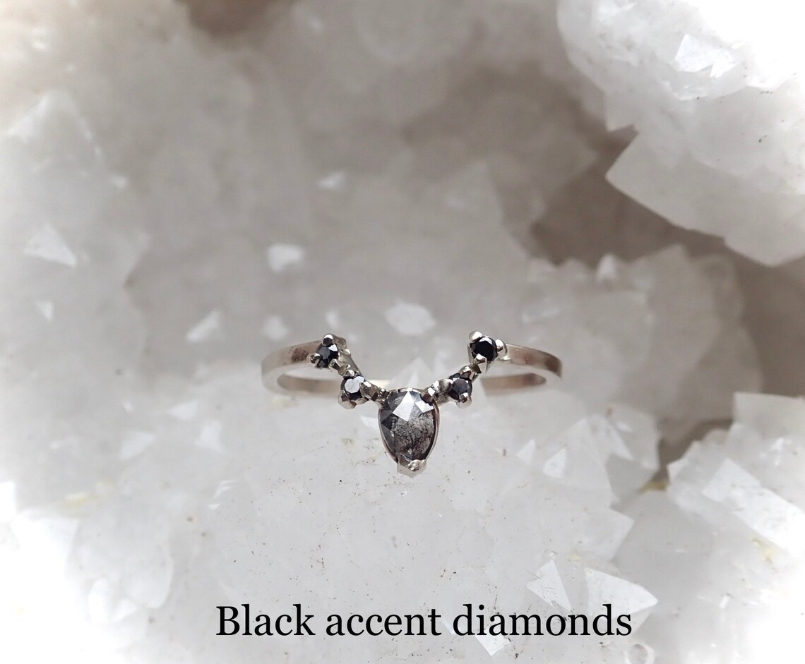 Inverted Diamond Crown Ring Curved Wedding Band Nesting | Etsy