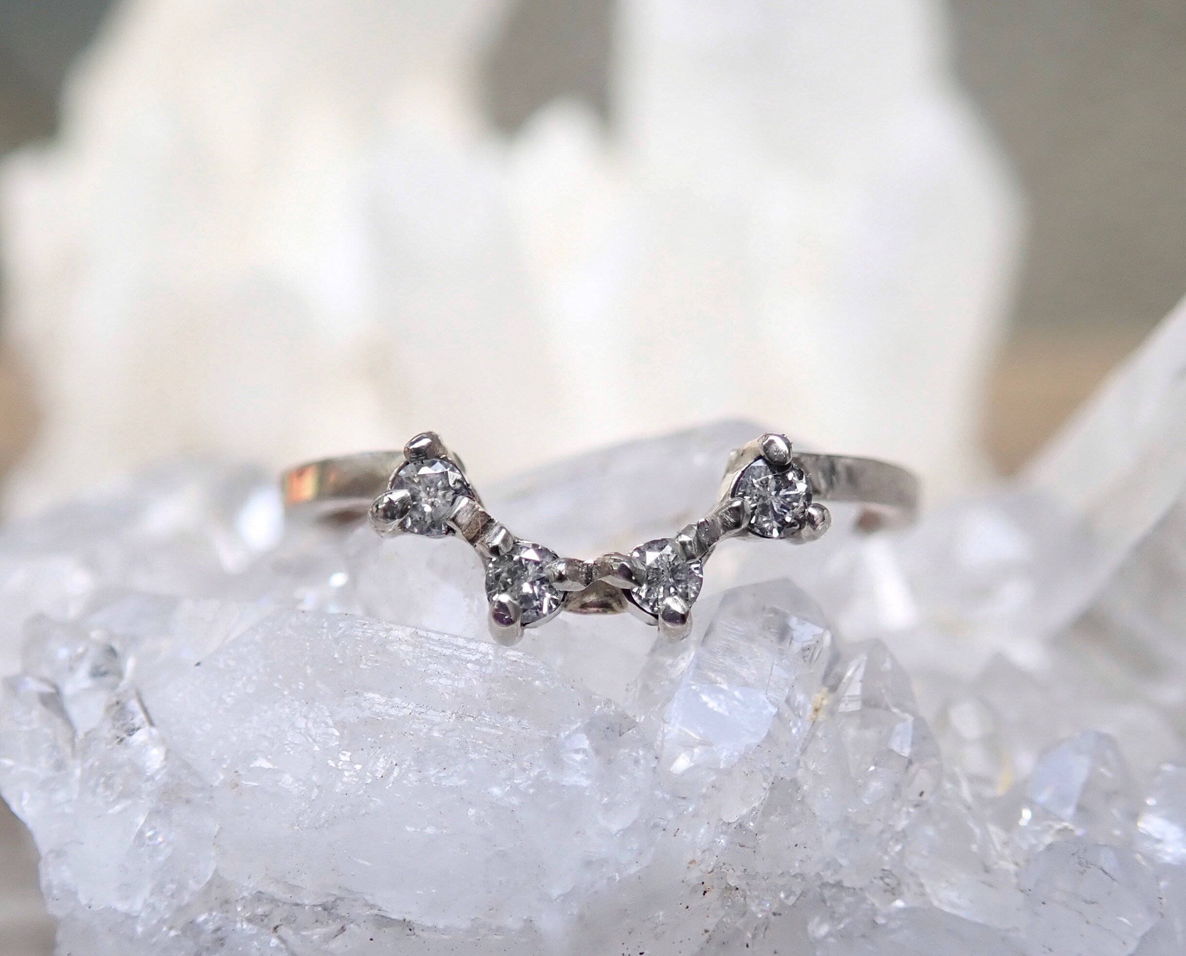 Diamond Arc Crown Ring Curved Wedding Band Nesting Ring 4 | Etsy