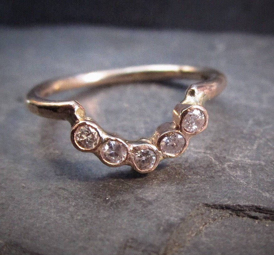 Diamond Arc Ring Curved Wedding Band Nesting Ring 5 Bezel - Etsy