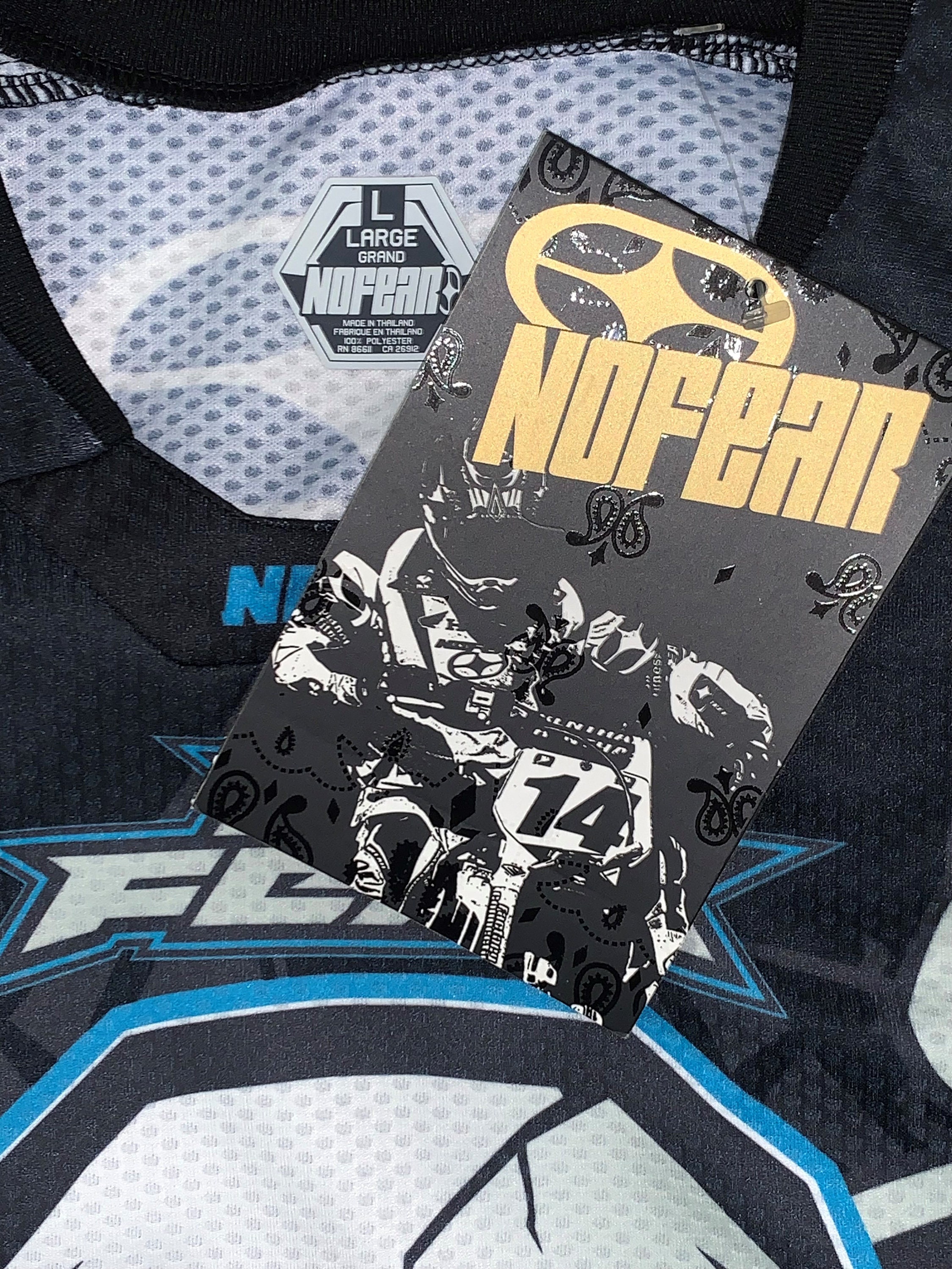 VINTAGE NO FEAR Mx Winged Skull Super Energy Motocross Jersey Large ...