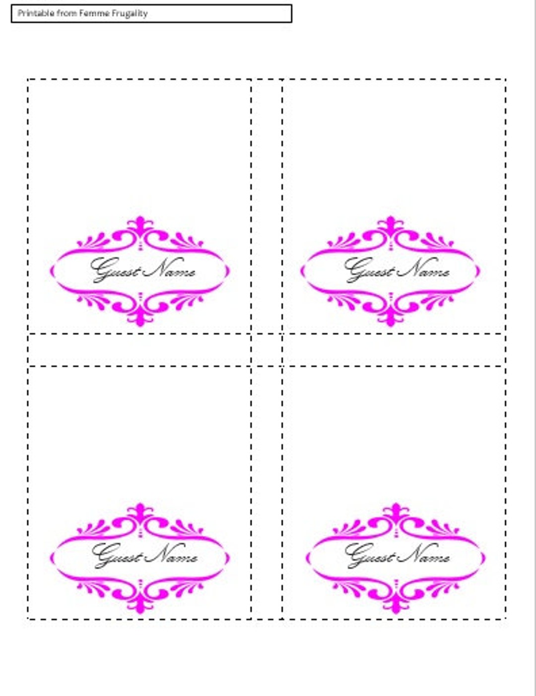 Place Card Template Hot Pink - Etsy