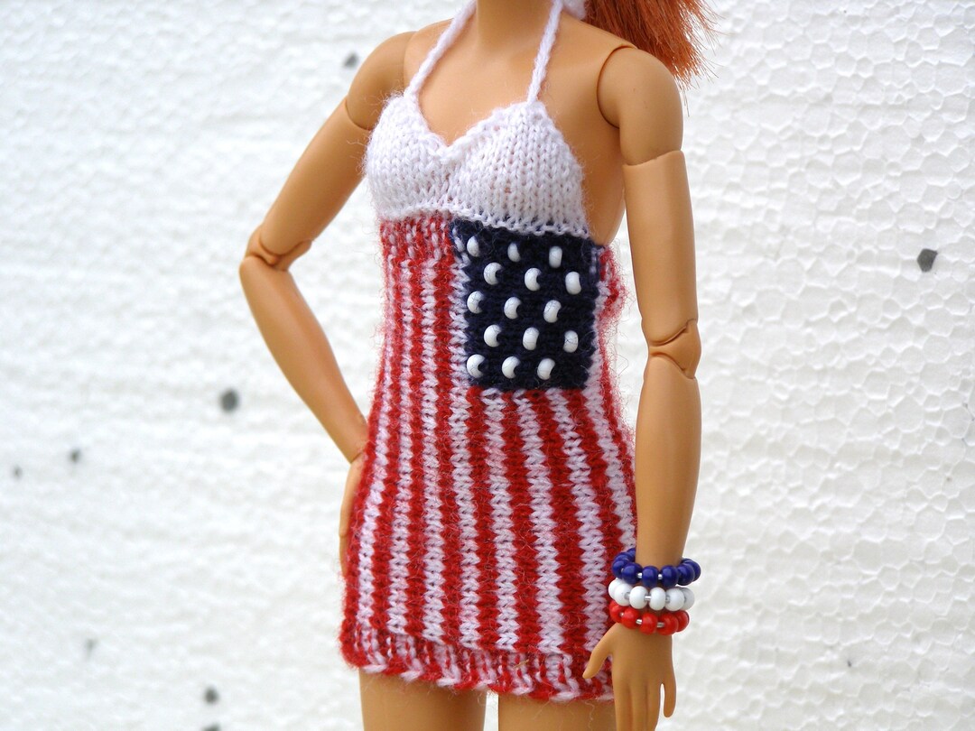 American Flag Mini Dress Patriotic Doll Dress US Theme Doll - Etsy