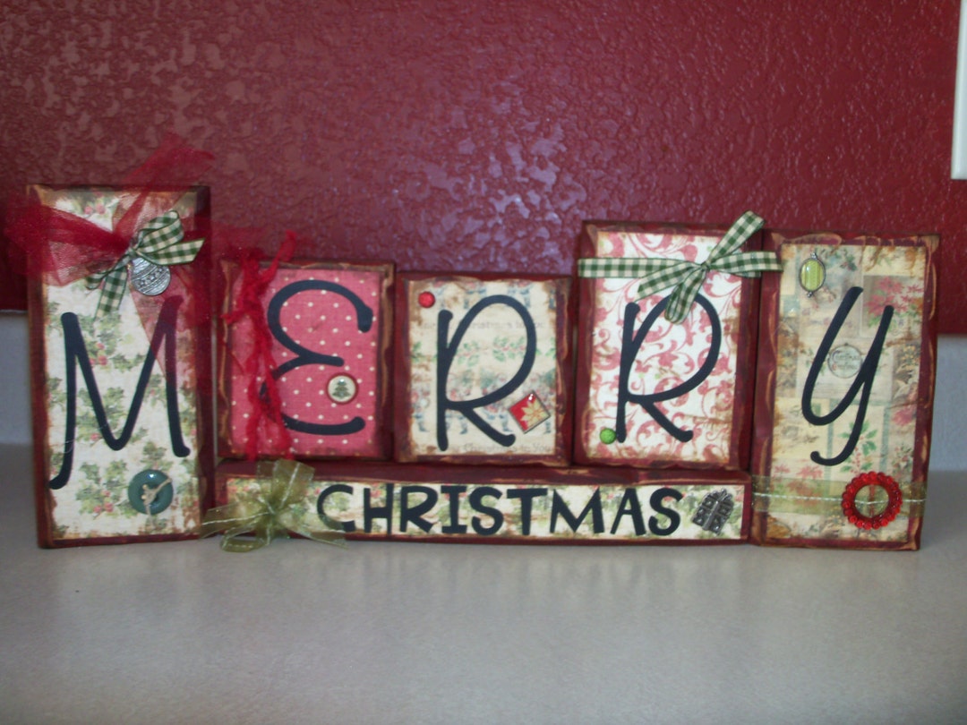 Merry Christmas Blocks - Etsy