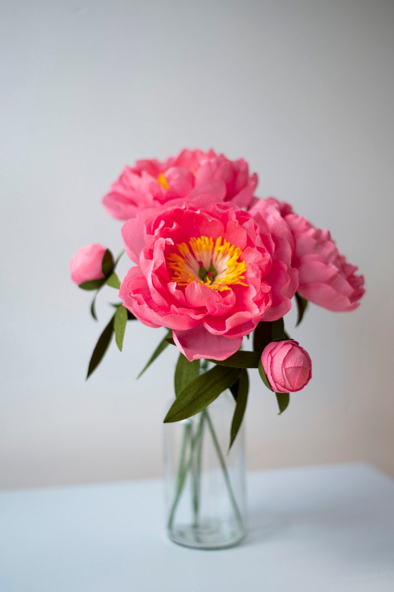 Pink Crepe Paper Peony Home Decoration Birthday Gift - Etsy
