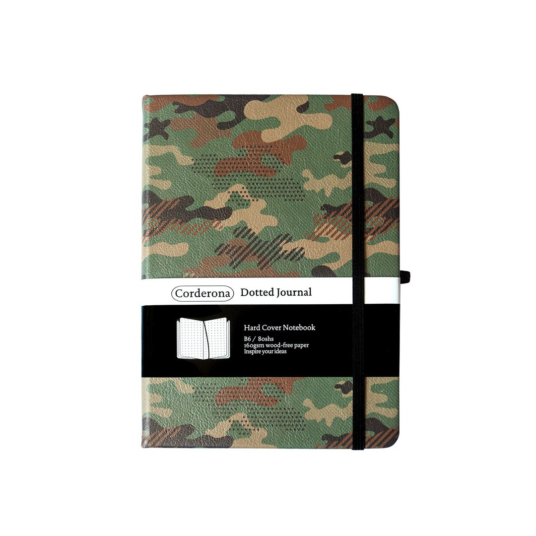 Camouflage Dotted Bullet Journal B6 Hard Cover Elastic Band 160gsm Dot ...
