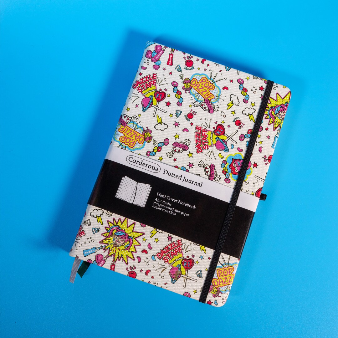A5 Dazzle Cartoon Bullet Dotted Journal Elastic Band Hard Cover 160gsm ...