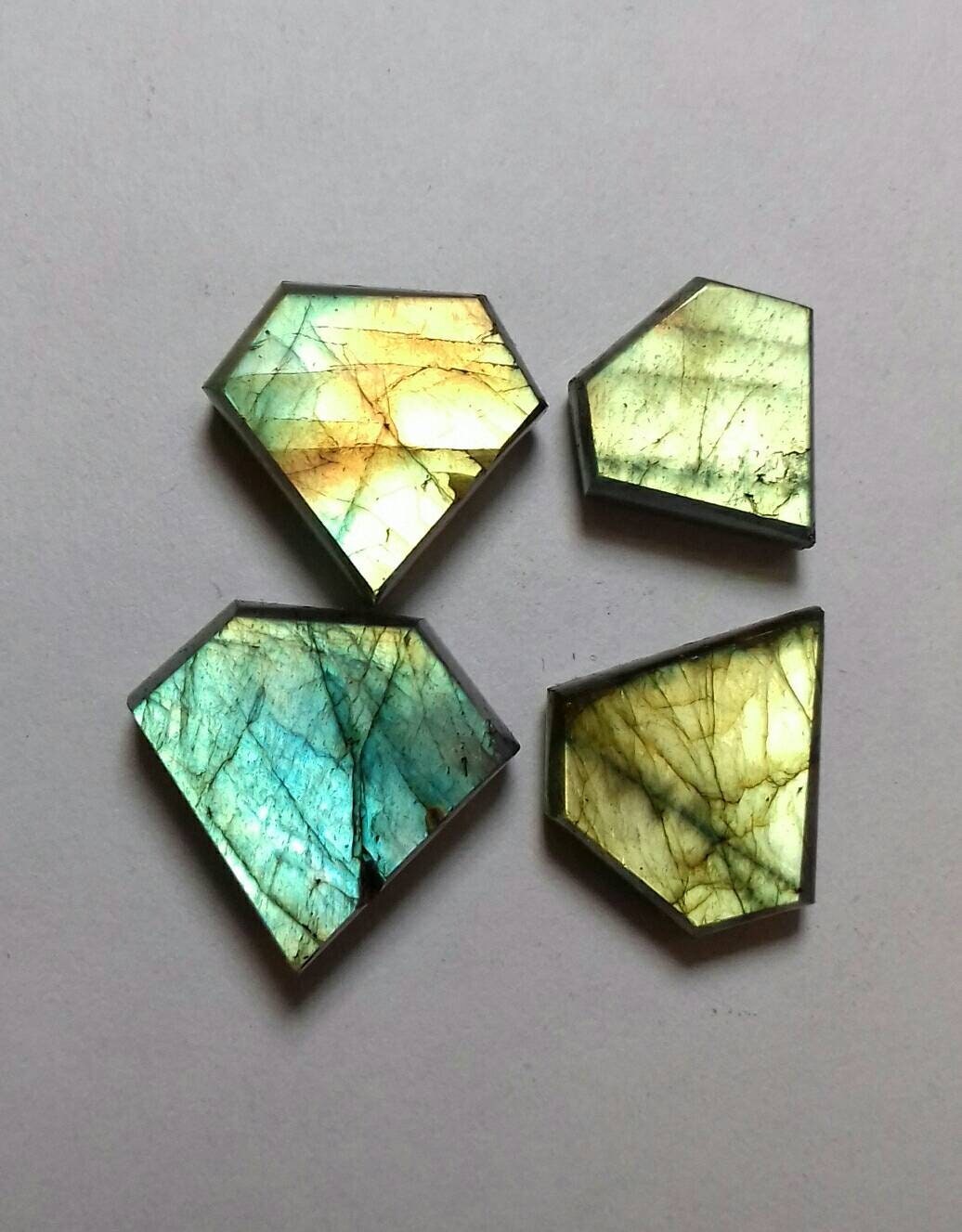 Natural Labradorite Diamond Shape Slice's 4 Pcs. Size - Etsy UK