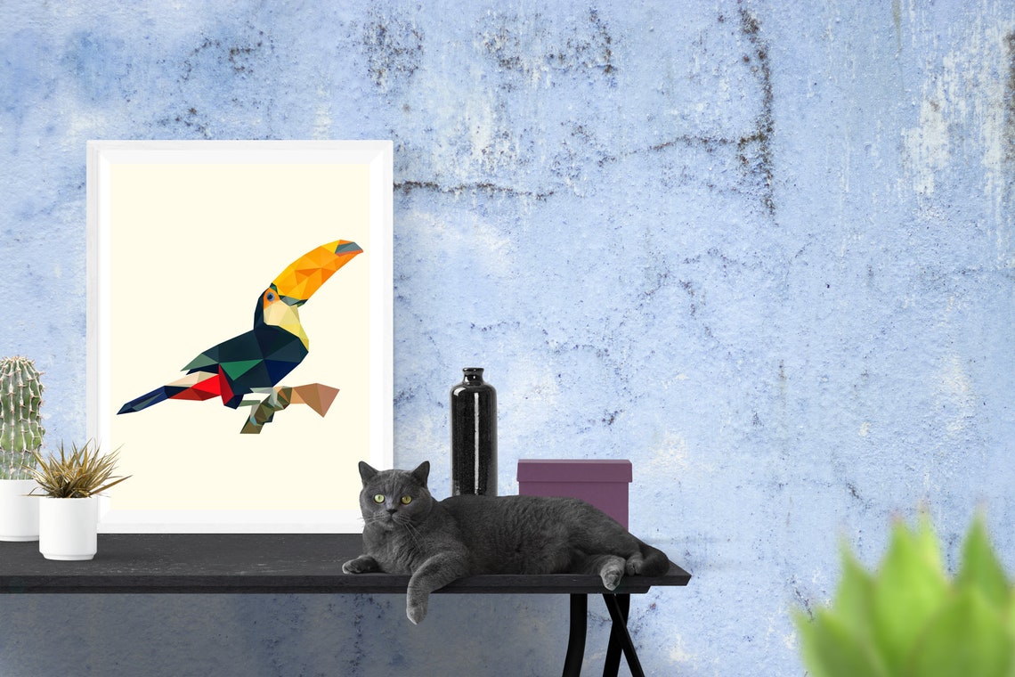 Toucan Print, Digital Print, Art Print, Geometric Print, Modern Art ...