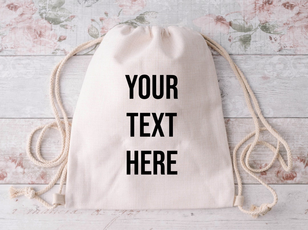 Custom Text Drawstring Bag: Personalized Cotton Tote (14x16) - Etsy