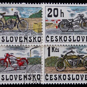 Motorcycles Postage Stamp Set // Czechoslovakia 1975 Cancelled - Etsy ...
