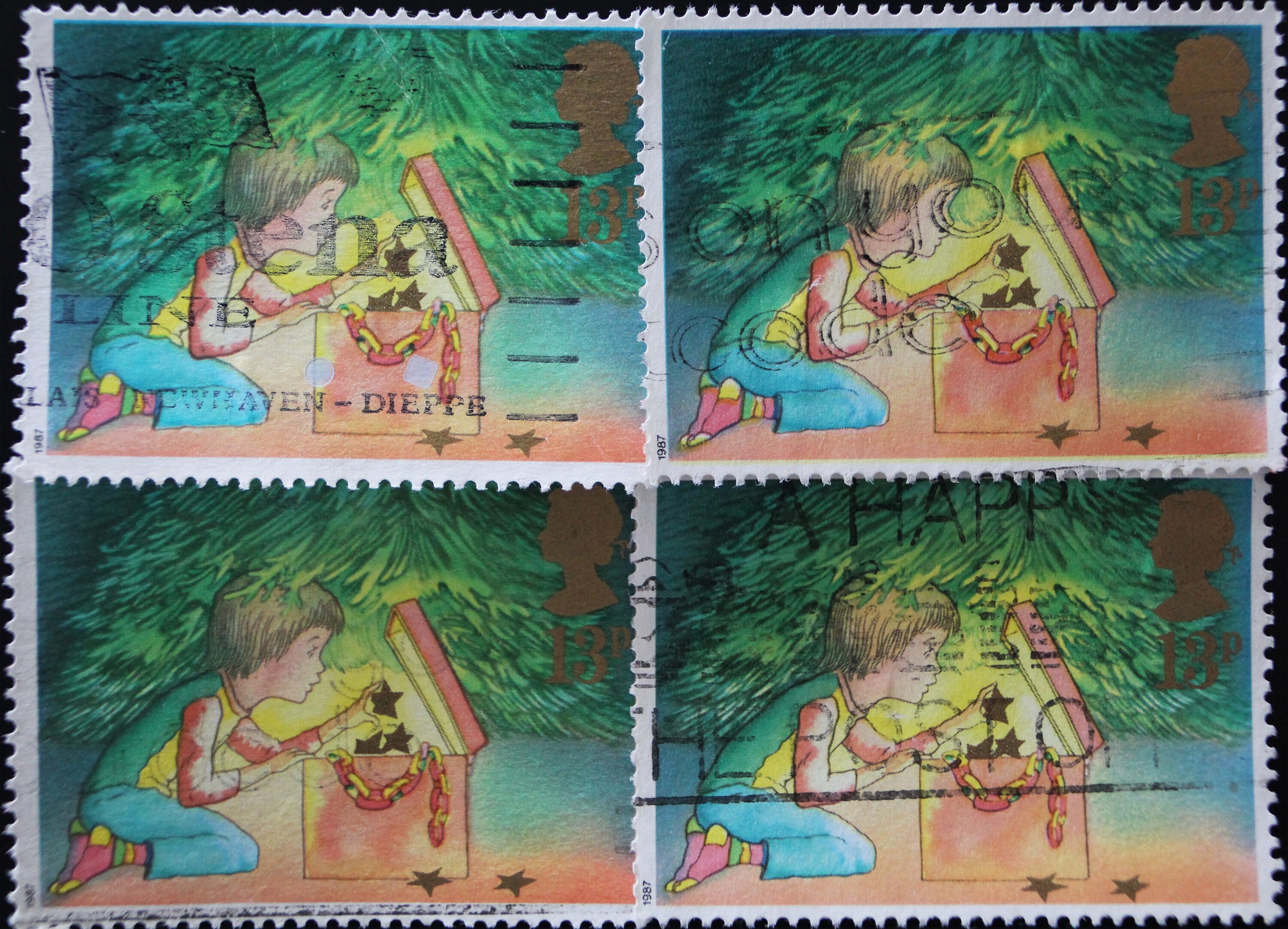 Decorating the Christmas Tree Postage Stamp Lot // UK 1987 Used Vintage ...