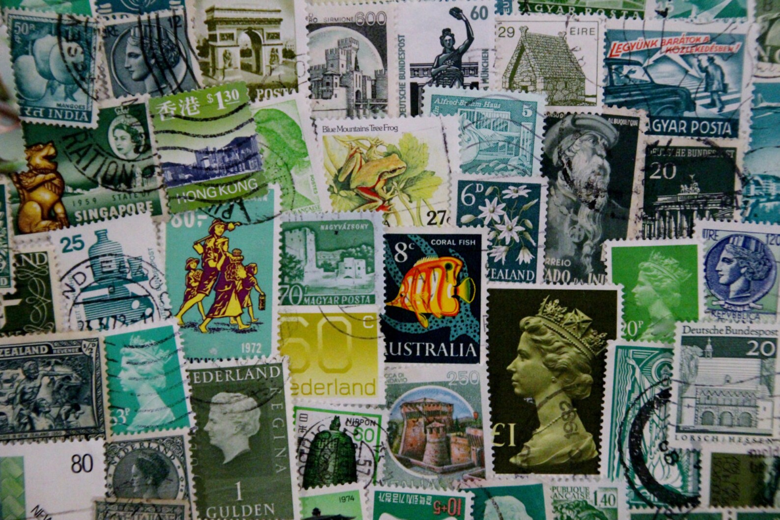 50 Green Postage Stamps // Vintage & Modern World Mixed Lot // - Etsy