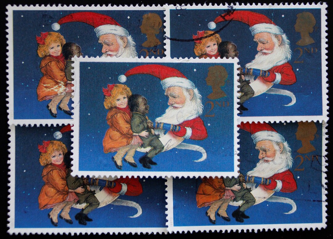 Vintage Father Christmas Postage Stamp Set // United Kingdom - Etsy ...