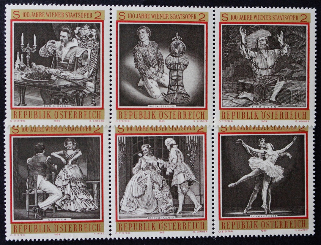100 Years of Vienna Opera Complete Postage Stamp Set // Austria 1969 ...