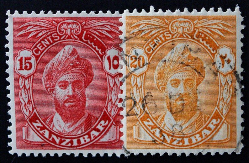 Sultan Chalifa Bin Harub Postage Stamp Set // Zanzibar 1936 - Etsy ...