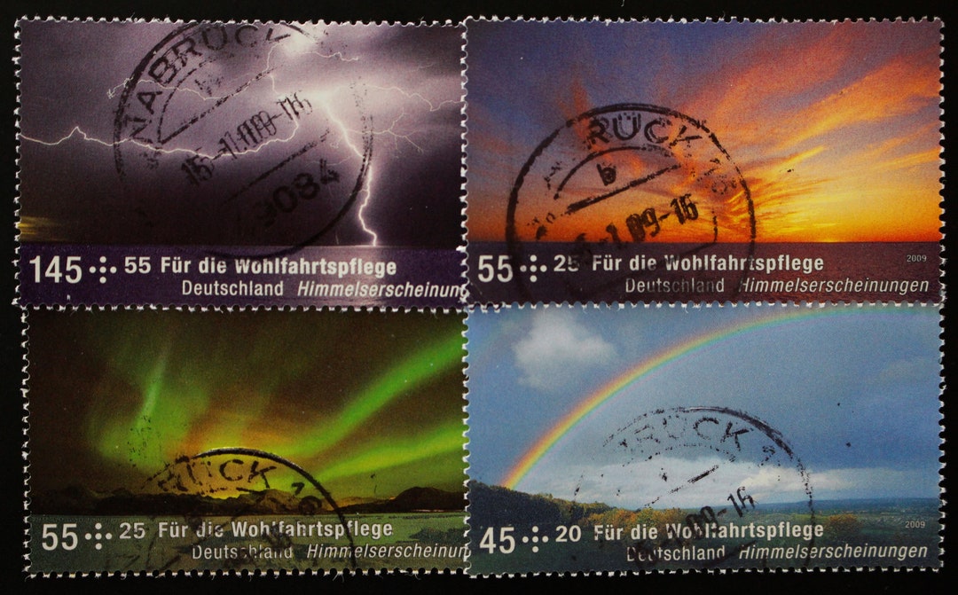 Celestial Phenomena Postage Stamp Set // Germany Used Postal Ephemera ...