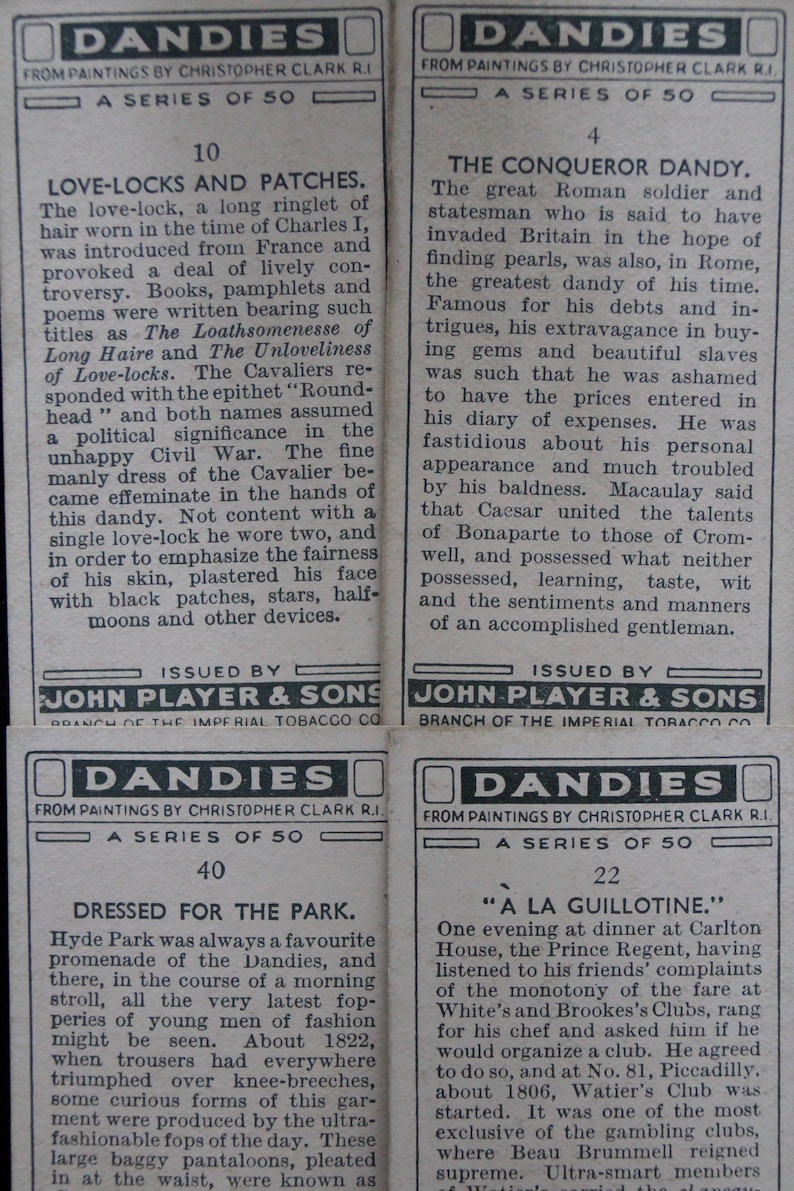 British Dandies Vintage Cigarette Card Collection // John - Etsy Australia