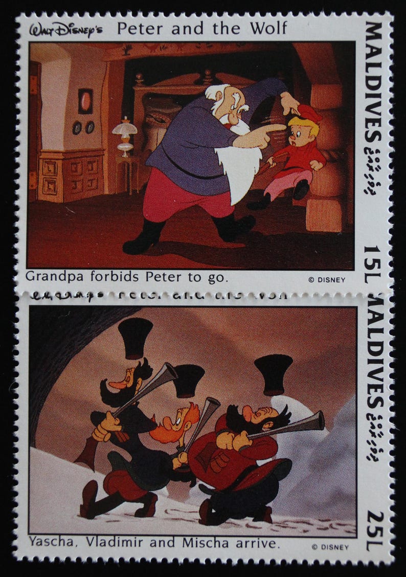 Peter and the Wolf Postage Stamp Set // Maldives 1993 Vintage Postal ...
