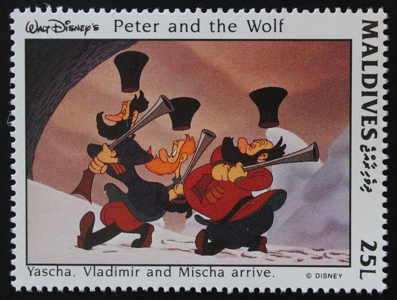Peter and the Wolf Postage Stamp Set // Maldives 1993 Vintage Postal ...